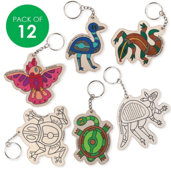 Printed Wooden Keyrings - Indigenous Animals - Senior Style