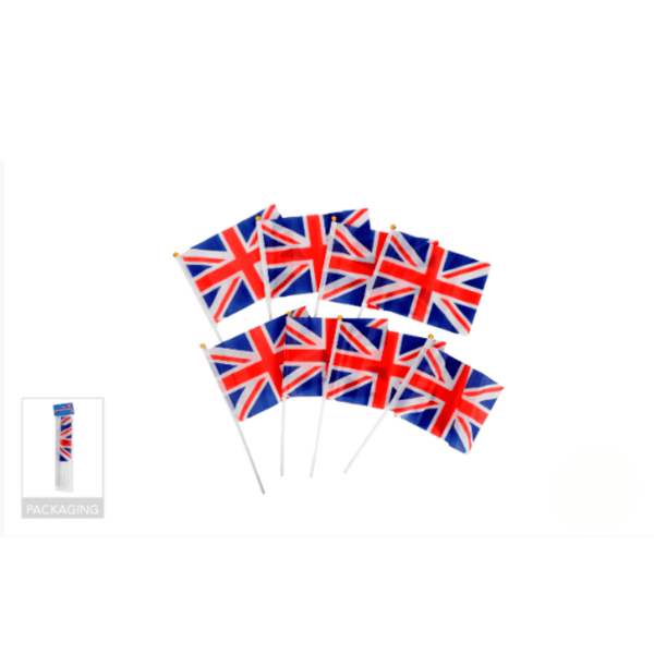 Union Jack Hand Flag Pack of 8 - Senior Style