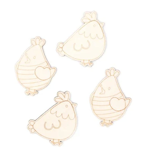 Wooden Easter Chicken Shapes 4 Pack - Senior Style